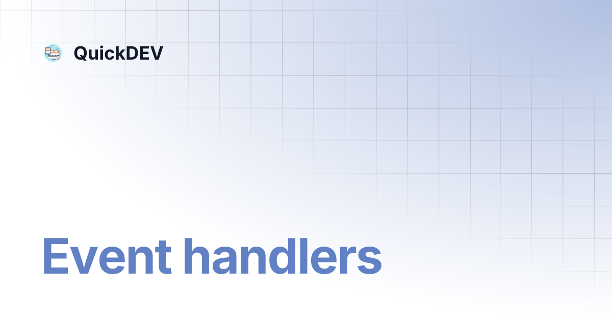Event handlers | QuickDEV