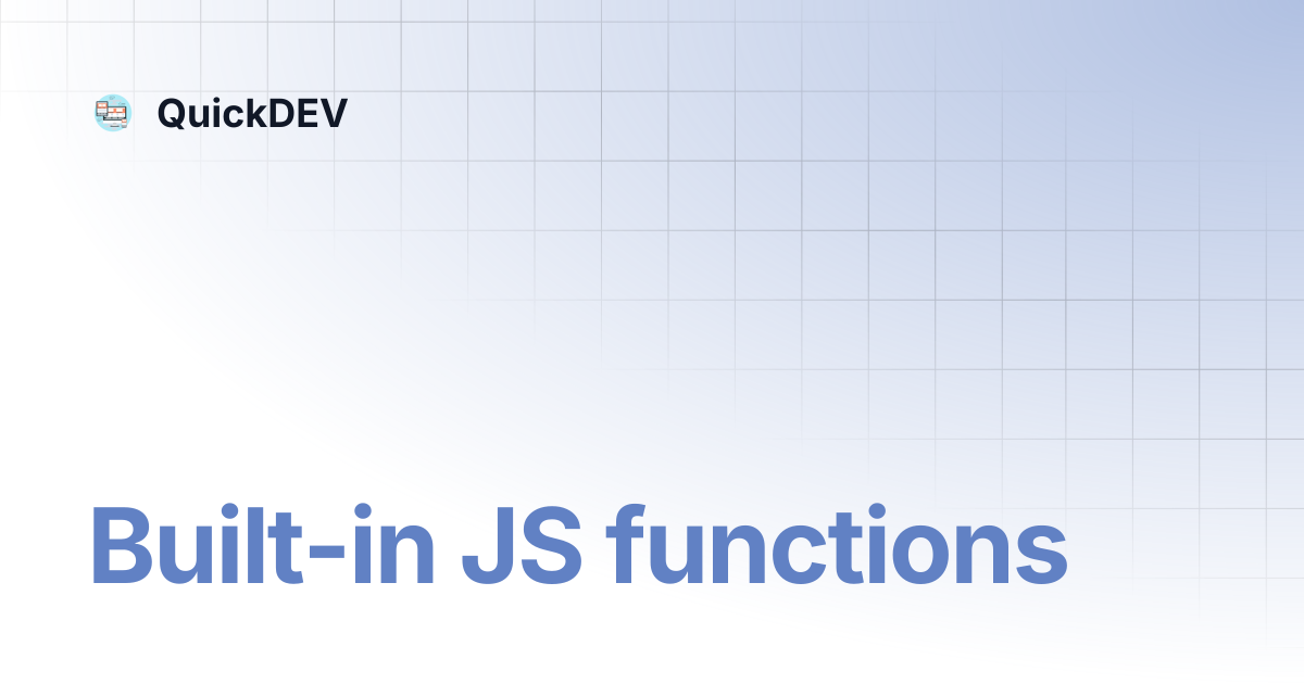 Built In Js Functions Quickdev 6038